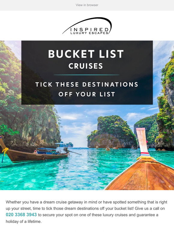 Inspired Luxury Escapes: Tick these off your bucket list 🚢 | Milled