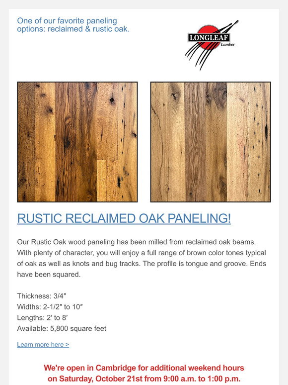 Longleaf Lumber: Reclaimed & Rustic Oak Paneling - Available Now | Milled