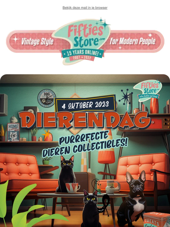 Fifties Store: 🐾 Van Atomic Cat tot Hound Dog! | Milled