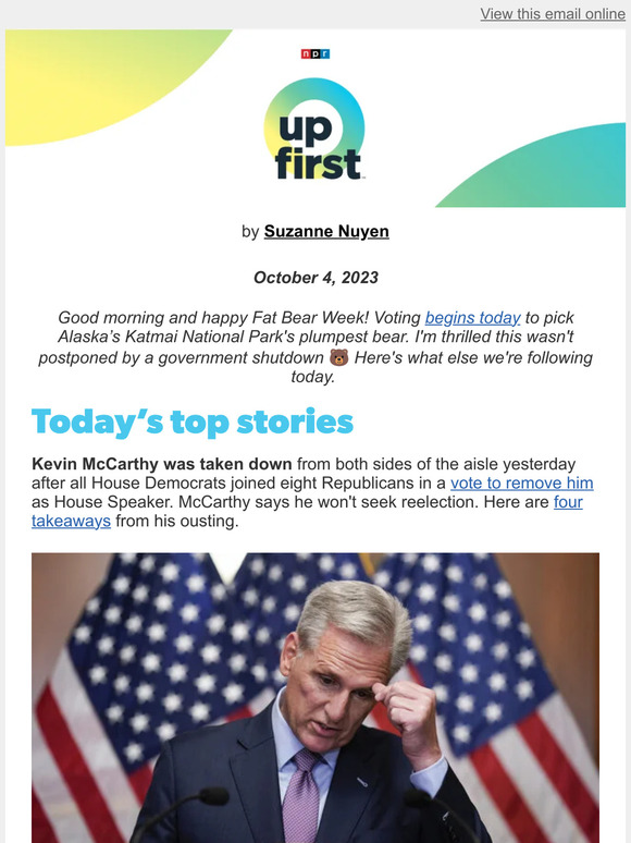 NPR: Kevin McCarthy's downfall; how 'mommy bloggers' inspired today's ...
