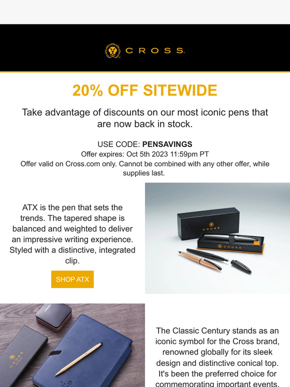 Cross: 20% Off Everything - A.T. Cross | Milled