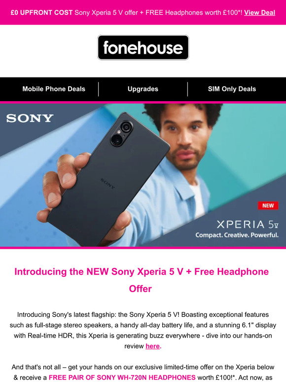 Fonehouse: Epic Sony Xperia 5 V Deal + Free Headphones ⚡ | Milled