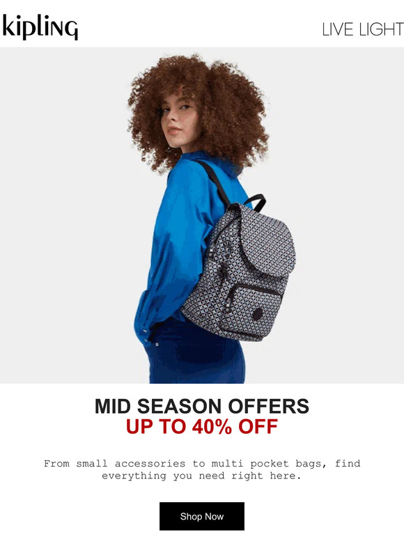 Kipling UK: 🚨Mid-Season Offers are here | Up to 40% off | Milled