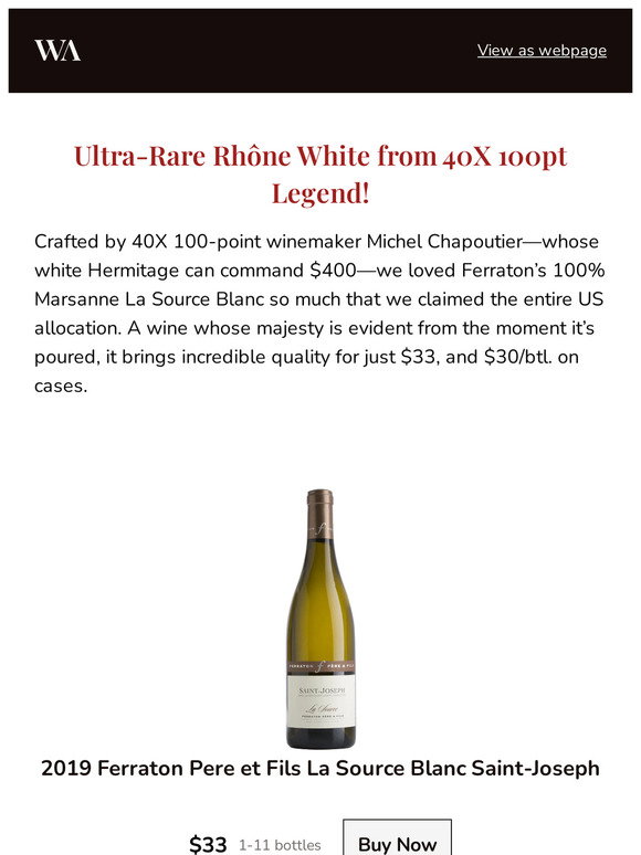 Wine Access: Ultra-Rare Rhone White from 40X 100pt Legend! | Milled