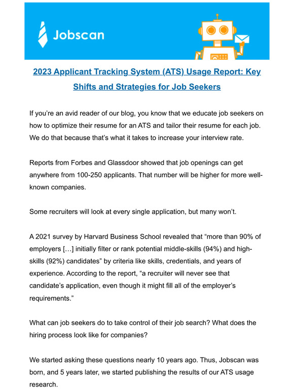 Jobscan: Applicant Tracking System (ATS) Usage Report: Key Shifts and ...