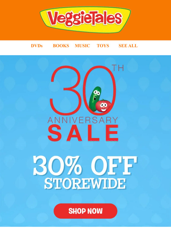 VeggieTales Store: VeggieTales Turns 30! You Save 30%! | Milled