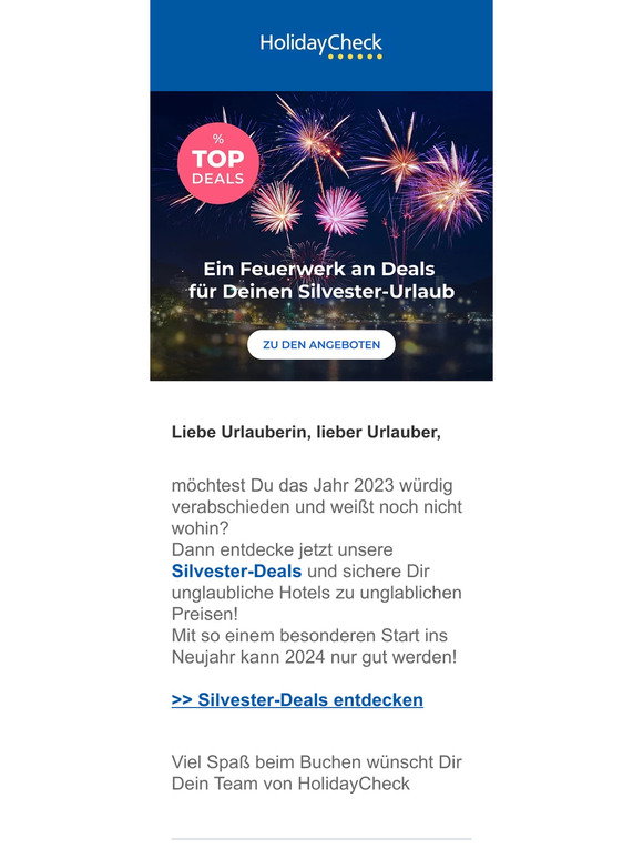 HolidayCheck: Silvester 2023: Sichere Dir jetzt schon die besten Deals ...