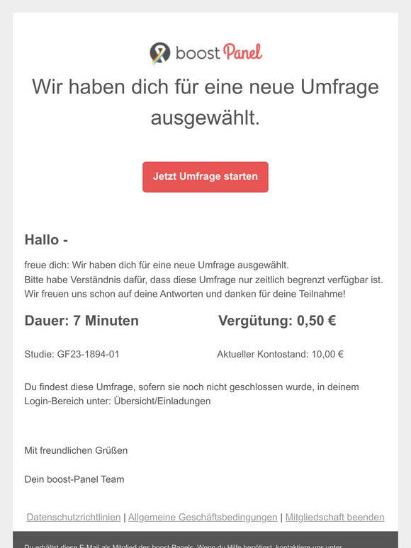 Boost Panel: 0,50 € für Ihre Meinung - GF23-1894-01 | Milled