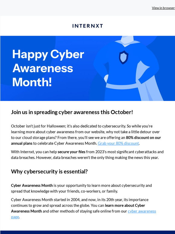 Internxt: Happy Cyber Awareness Month! | Milled
