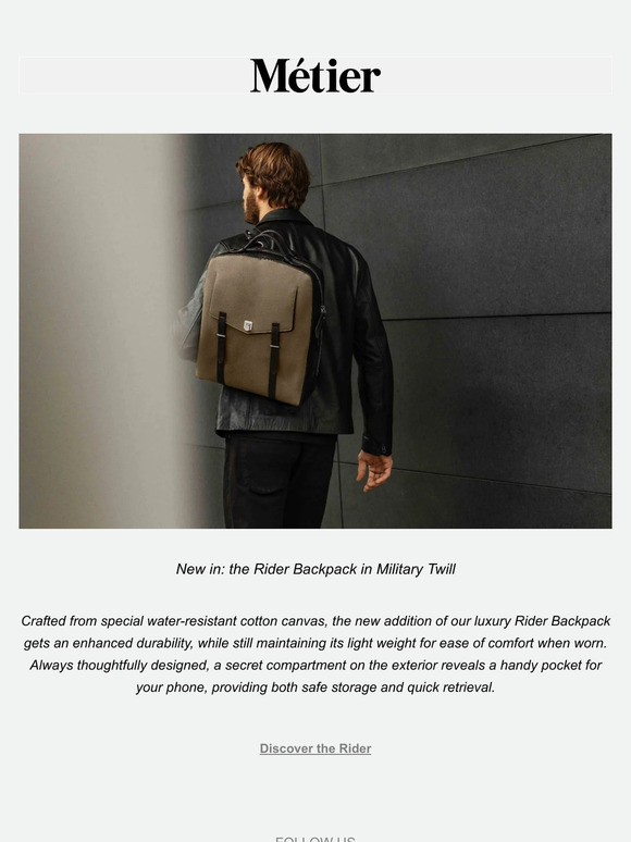 Métier: New In: Rider Backpack In Military Twill | Milled