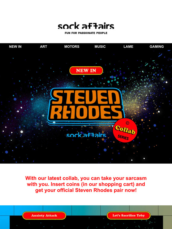 Sock Affairs: New Steven Rhodes Official Collab: show some wit on your feet 🐵 | Milled