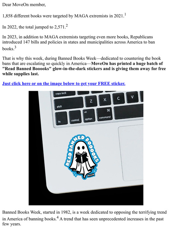 MoveOn: Books are under attack. Here's a way you can fight back (psst ...