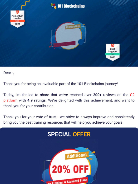 101 Blockchains: A Huge Thank You for Your Support! 🌟 Exclusive 20% OFF Inside! | Milled