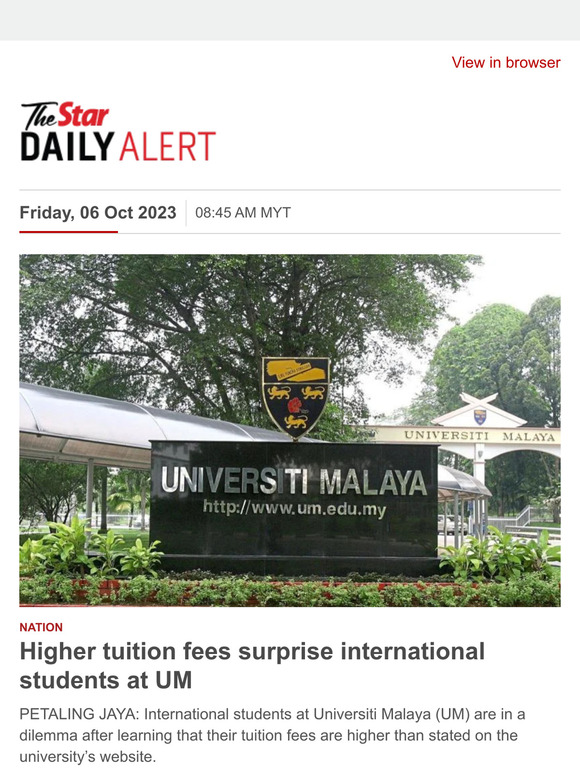 The Star: Higher tuition fees surprise international students at UM ...