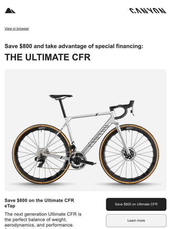 Canyon: ULTIMATE CFR: SAVE $800 | Milled