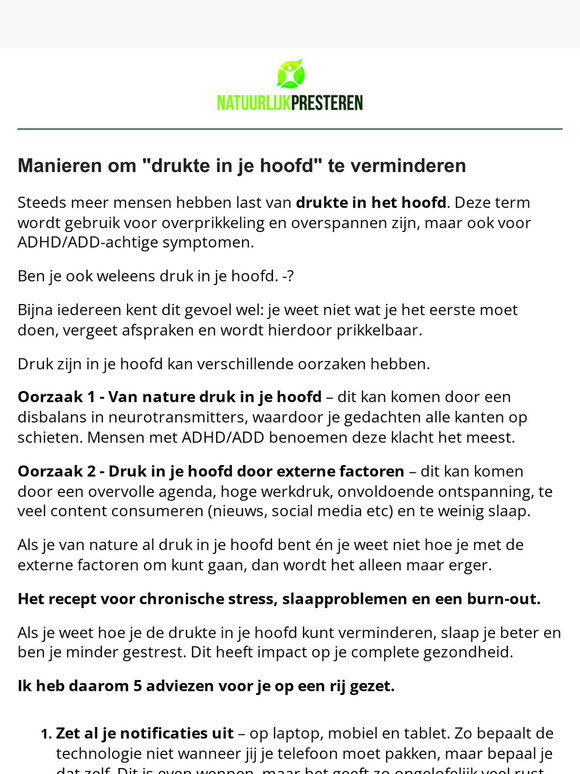 Natuurlijk Presteren: 💥 Te druk in je hoofd? Dit kun je doen om het ...