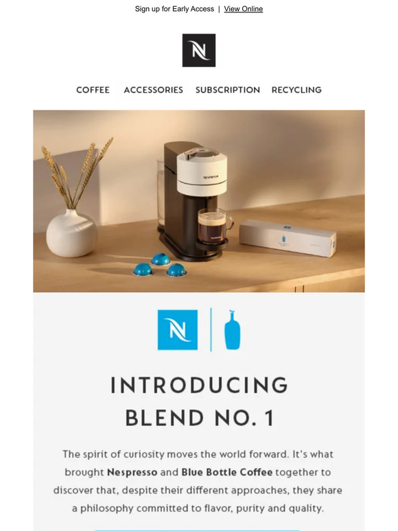 Nespresso: Nespresso | Blue Bottle. Introducing Blend No. 1. | Milled