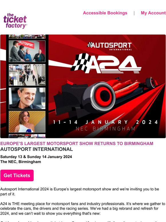 The Ticket Factory: Tickets on sale! Autosport International 2024 | Milled