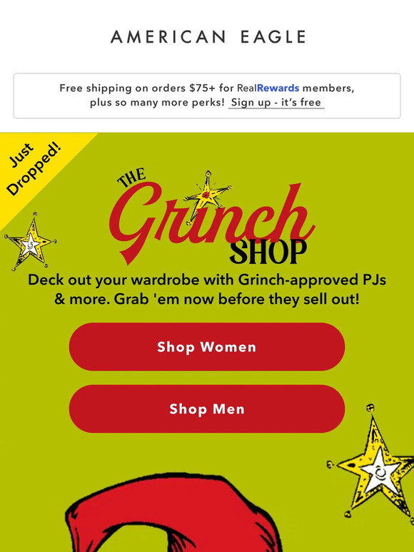 American Eagle: Just dropped! The Grinch Shop 🎄 + up to 30% off all ...