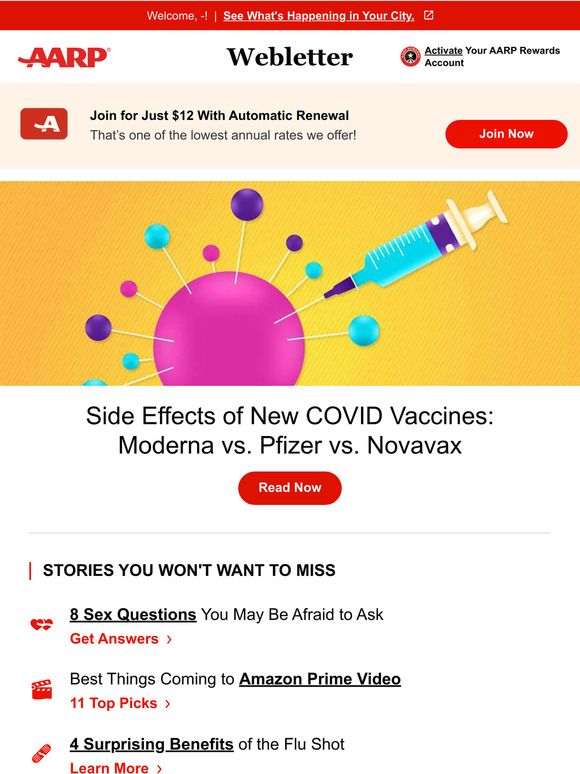AARP: Side Effects of New COVID Vaccines: Moderna vs. Pfizer vs ...