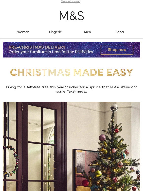 Marks and Spencer: Good news: Christmas trees have landed | Milled