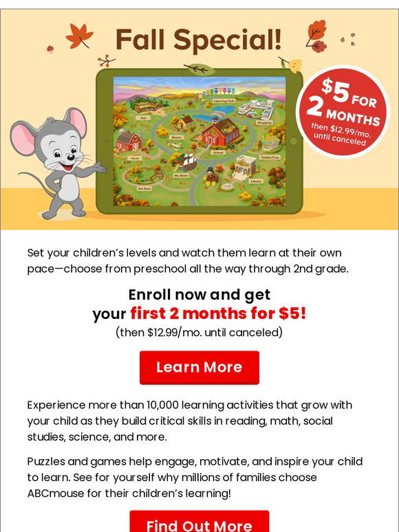 ABCmouse: Fall in Love with Learning! See Our 🍁 Special! | Milled