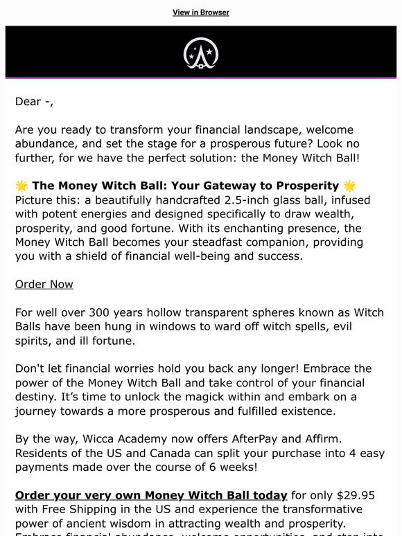 Wicca Academy: 🎊 Introducing the Money Witch Ball | Milled