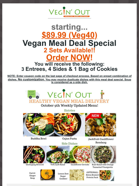 Vegin' Out: $89.99 vegan meal deal special - 2 vegan meal sets special ...