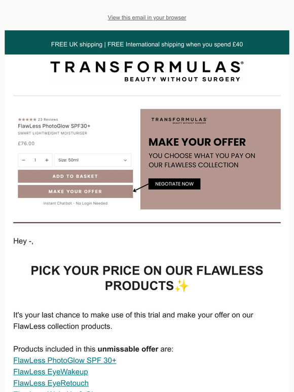 Transformulas: Last Chance: Make Your Offer on our FlawLess products ...