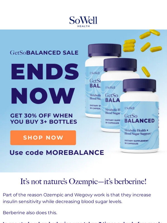 SoWell Health: ENDING NOW: 30% off GetSoBALANCED | Milled