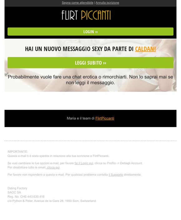 Flirt Piccanti: caldani ti ha appena inviato un messaggio! | Milled