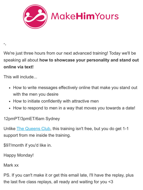 Make Him Yours: Advanced Training TODAY! How To Stand Out Online Via Text | Milled