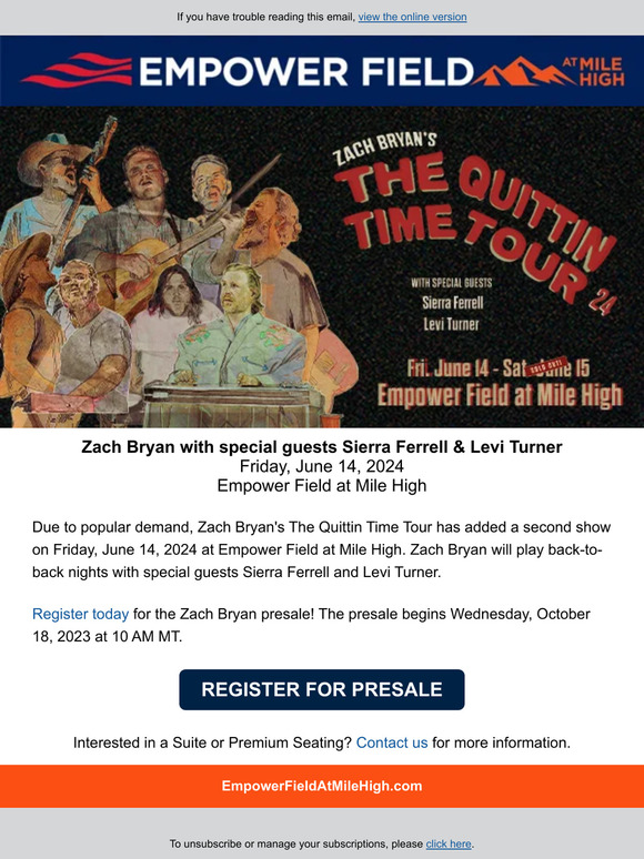 Denver Broncos: Zach Bryan to play second show at Empower Field at Mile High! | Milled