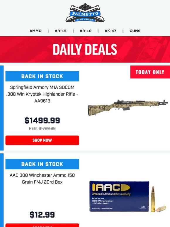 Palmetto State Armory: Back in Stock! | Springfield M1A SOCOM Kryptek ...