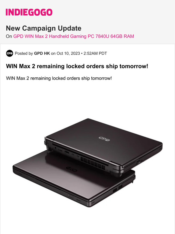 Indiegogo: 📢 Update #81 from GPD WIN Max 2 Handheld Gaming PC 7840U ...