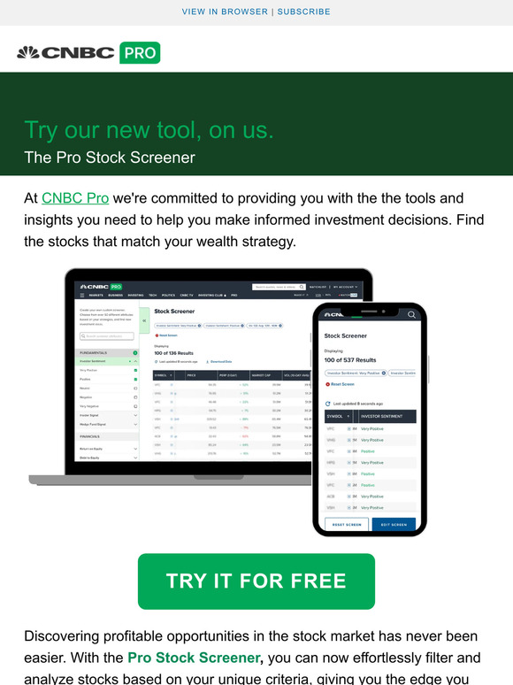 CNBC: Have you tried our new Stock Screener? | Milled