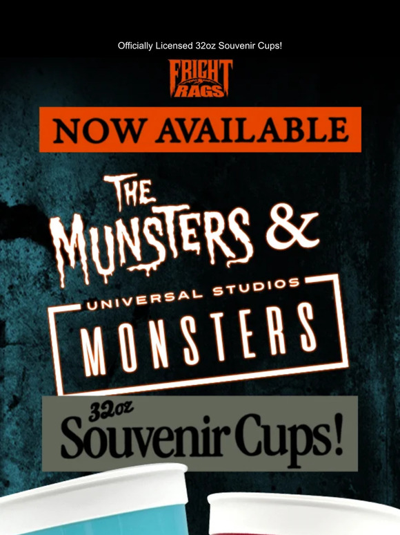 Fright Rags: 💥 Monster Souvenir Cups are Here! Dracula, Frankenstein ...