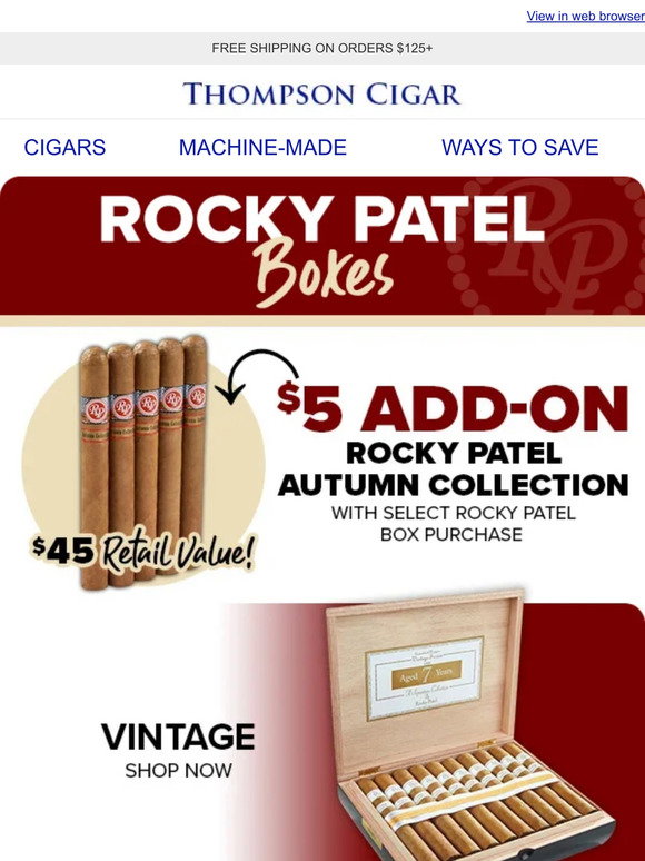 Thompson Cigar: $5 Rocky Patel Autumn Collection 5 Pack | Milled