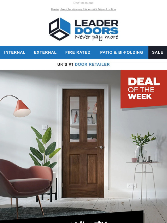 Leader Stores: WEEKLY DEAL | NEW Liberty Walnut Doors from only £159 | Milled