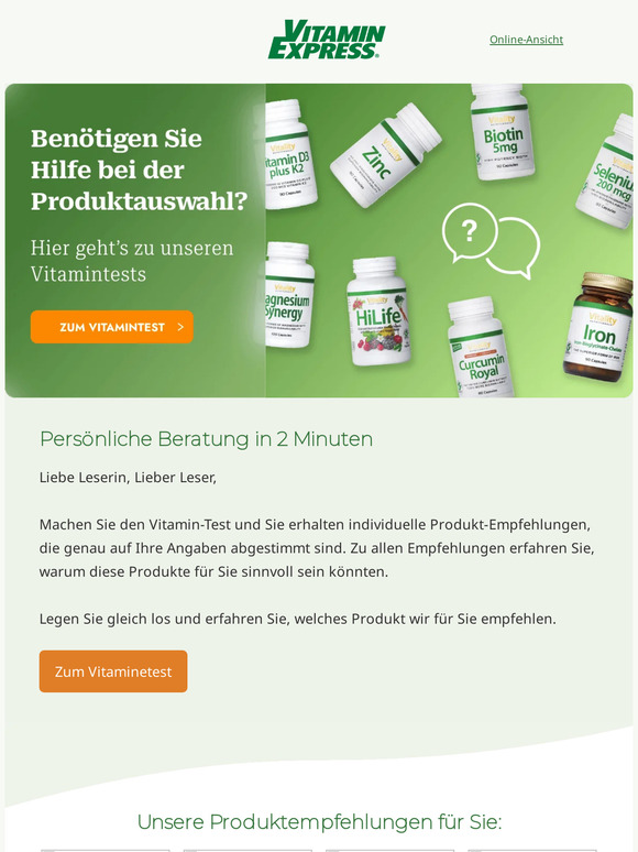 VitaminExpress: Sie brauchen Hilfe bei der Auswahl? Machen Sie den Test ...