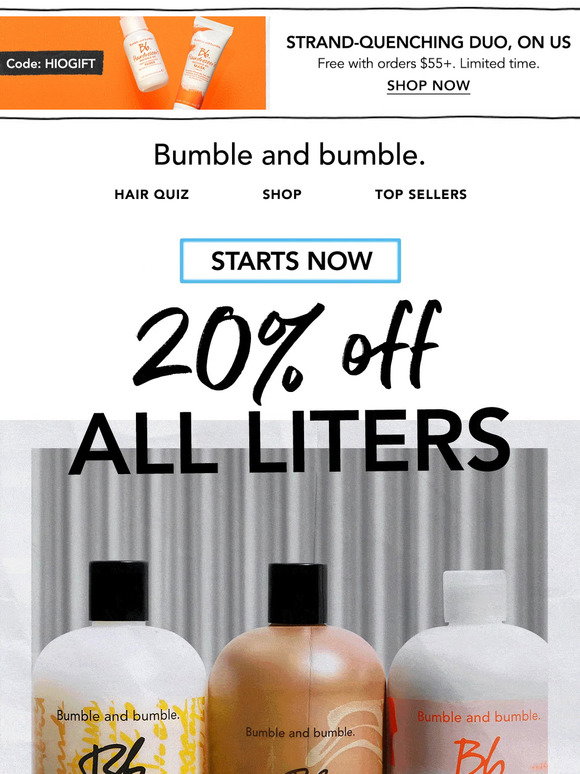 Bumble and Bumble: Get 20% off liters. Don’t miss big savings on big ...