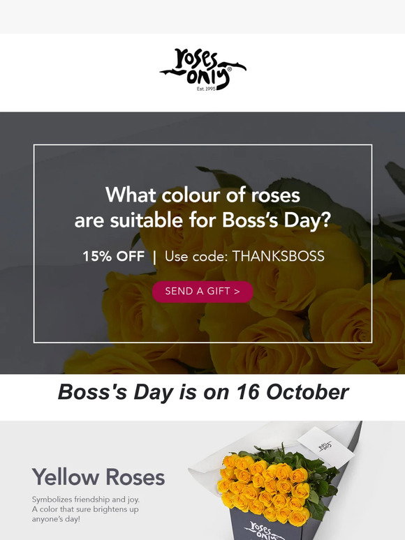 rosesonly.com.sg: What colour of roses are suitable for Boss's Day ...