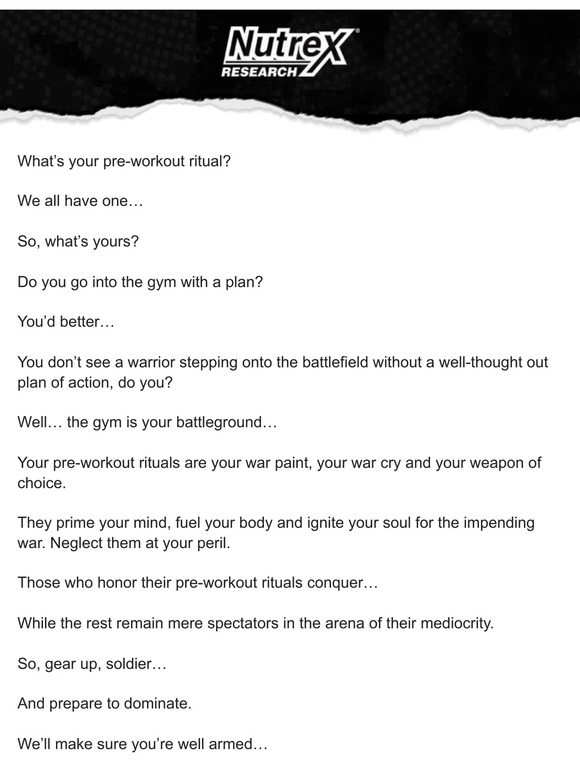 Nutrex Research: What's Your Pre Workout Ritual? | Milled
