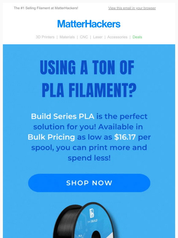 MatterHackers: PLA as Low as $16.17 per Spool with Bulk Discount ...