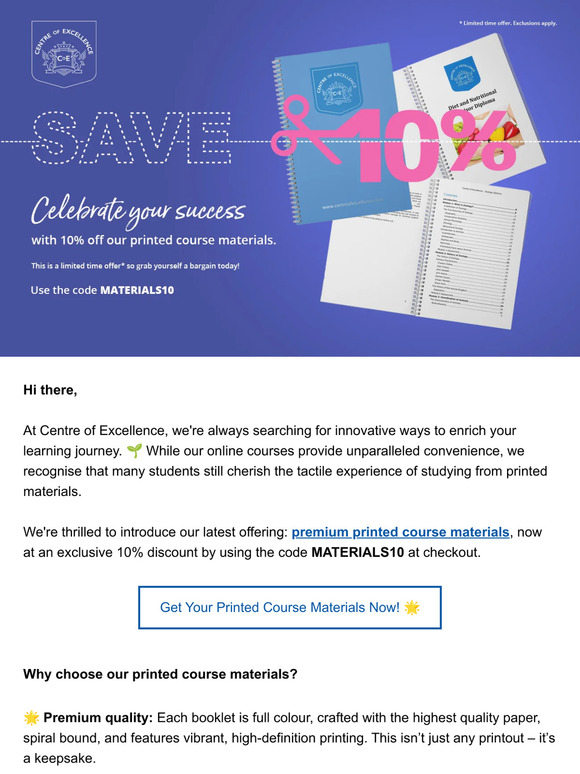 Centre of Excellence: 📖 New offer: 10% Off Premium Printed Course ...