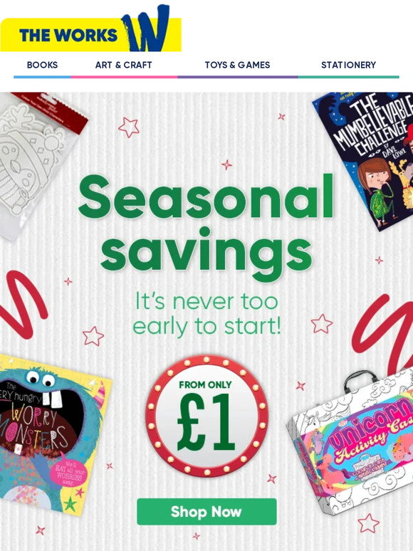 The Works: Seasonal savings inside 👇 Prices from £1! | Milled