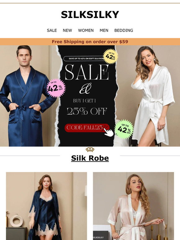 SilkSilky: 🔥Silk Robe Sale：Up To 42% Off & Extra 25% Off! | Milled
