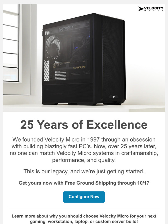 Velocity Micro: 25 Years of Excellence - Get yours with free ground ...