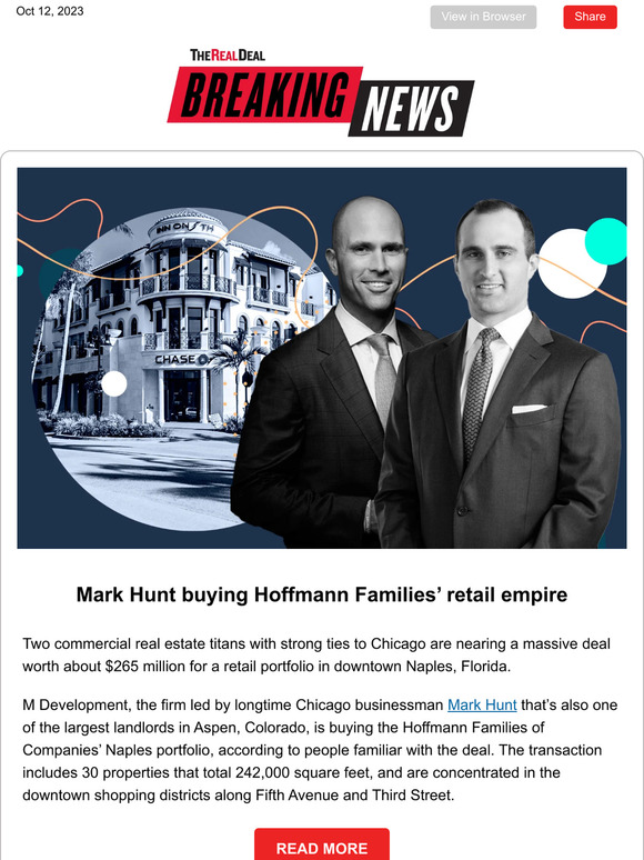 The Real Deal: BREAKING: Mark Hunt to buy $265M retail empire from ...