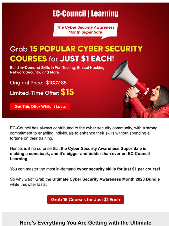 EC-Council: 🔥Grab 15 Courses for Just $1 Each! The Biggest Cyber ...